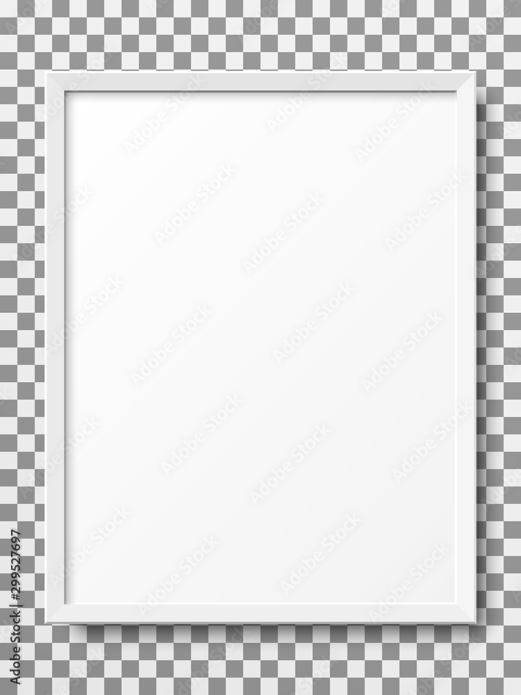 Realistic vertical picture frame isolated on transparent background ...