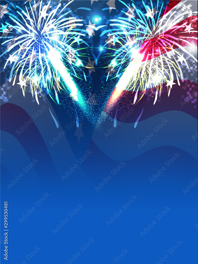 Fireworks background for 4th of July celebration. Stock Vector | Adobe ...