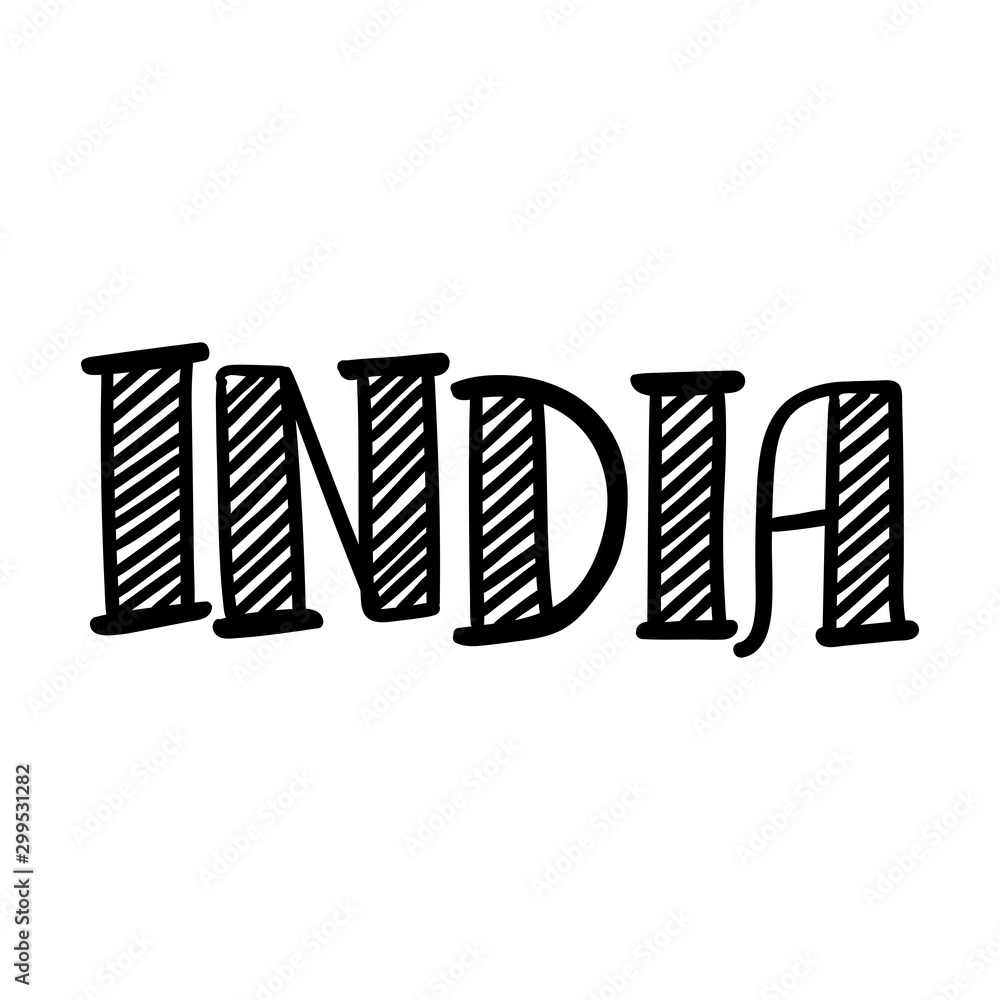 Handwritten word India Hand drawn lettering. Stock Vector | Adobe Stock