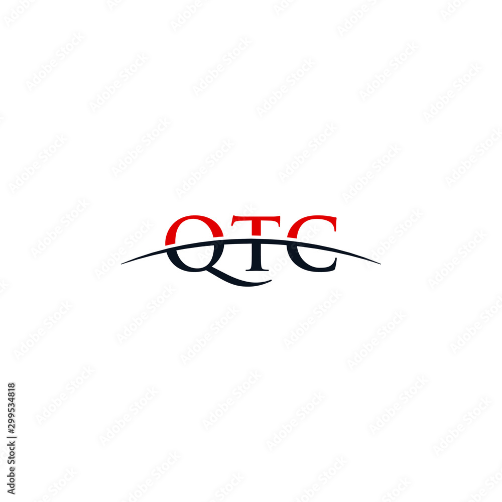 Initial letter QTC, overlapping movement swoosh horizon logo company ...
