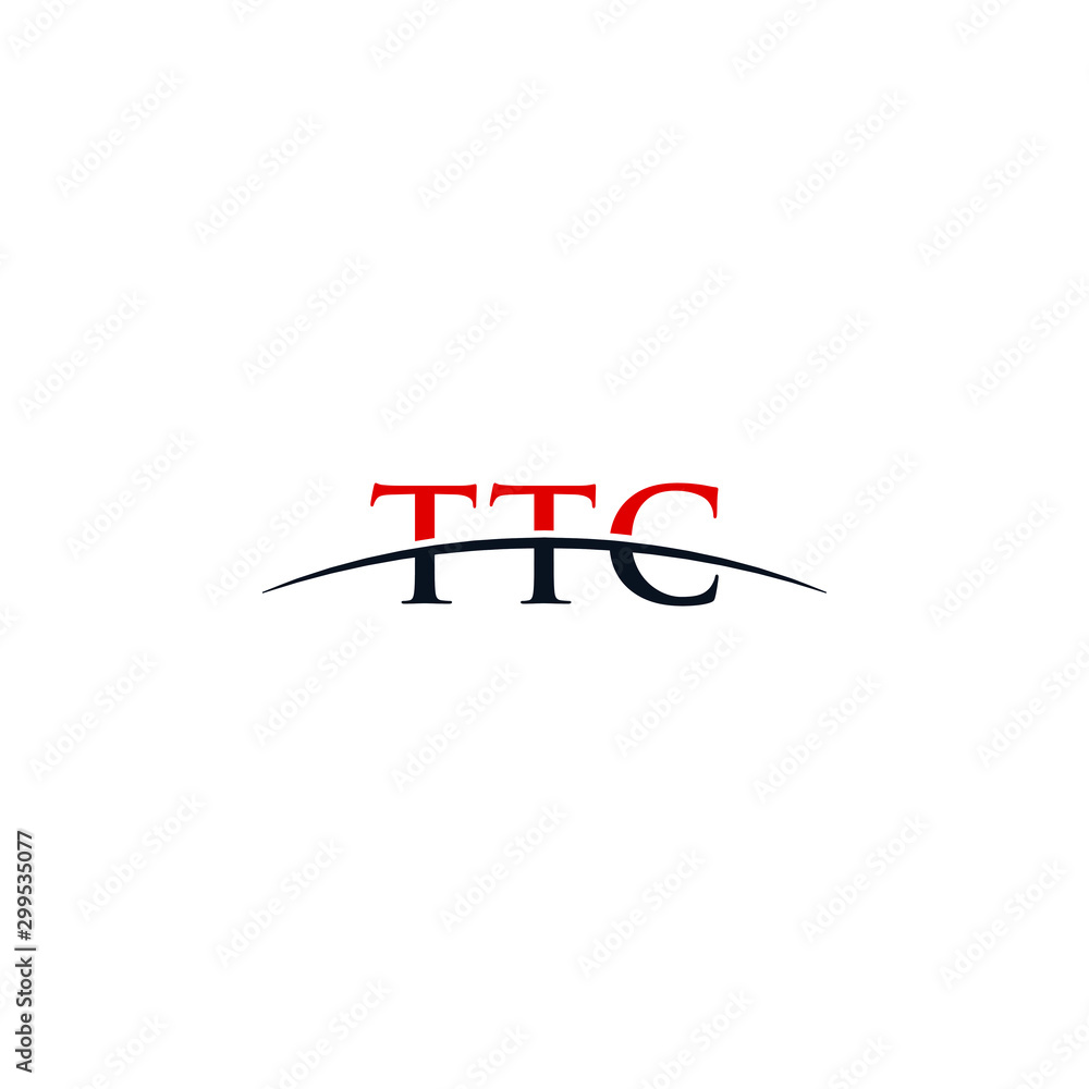 Initial letter TTC, overlapping movement swoosh horizon logo company ...