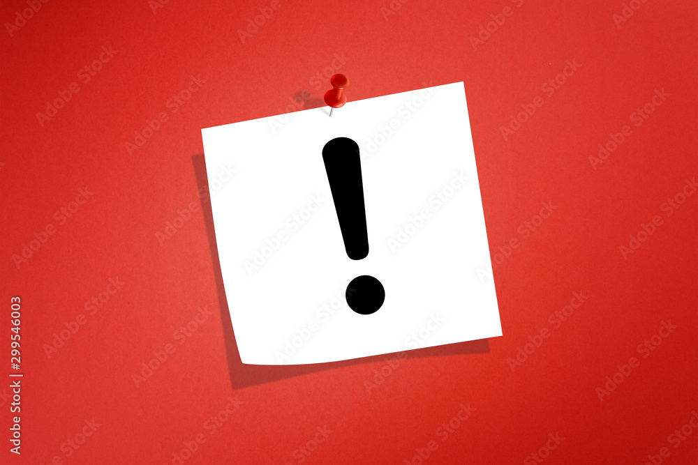 Note paper with exclamation mark on red background Stock Illustration ...