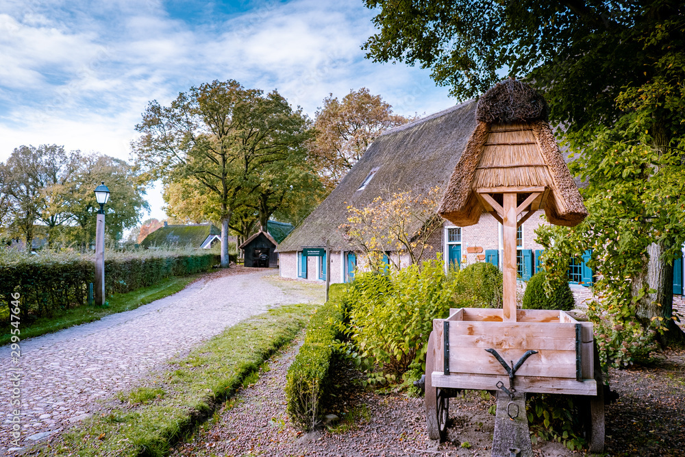 Foto de Old historic farmhouse in the Netherlands with reed roof ...