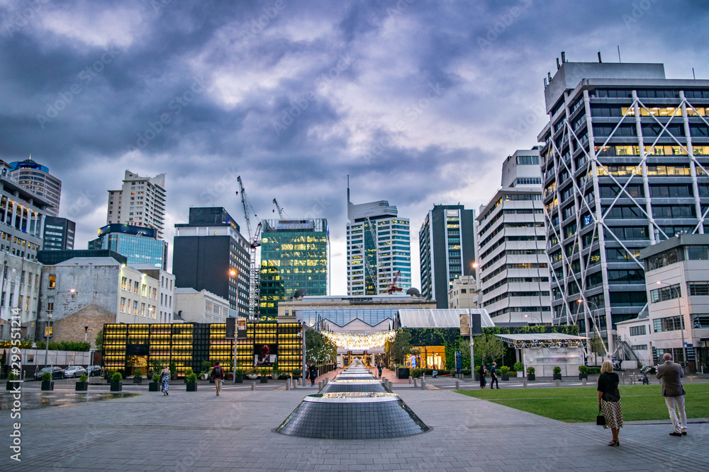 Downtown Auckland (City Center) in the Evening - New Zealand Stock ...