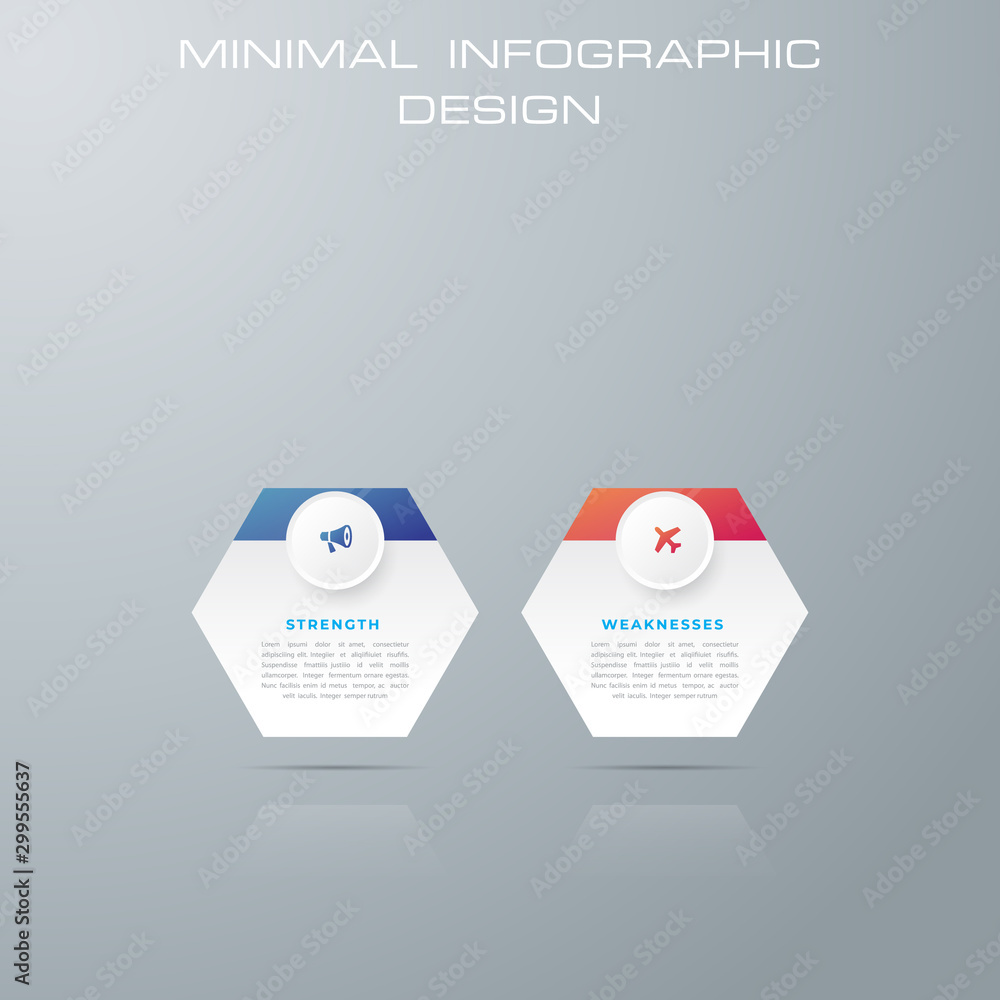hexagon Infographic template with 2 options, workflow, process chart ...