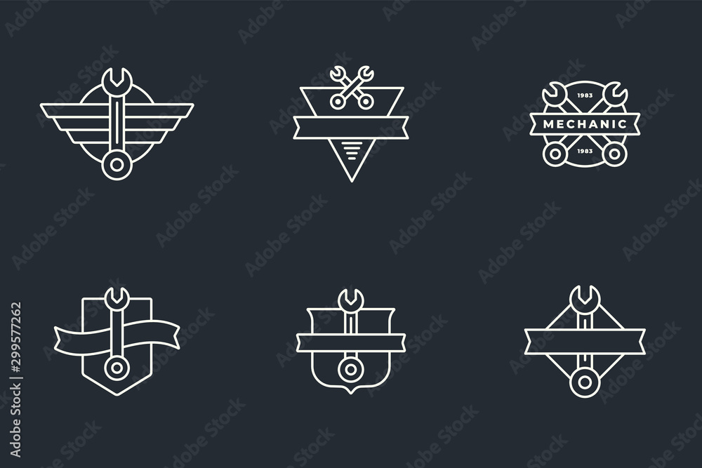 Auto mechanic service. Mechanic service logo set. Repair service auto ...