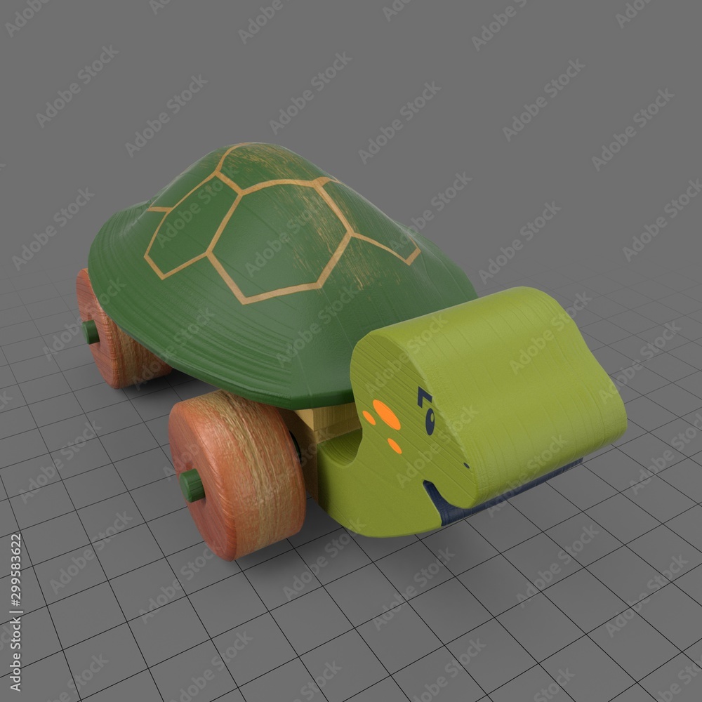 Wooden turtle toy Stock 3D asset | Adobe Stock