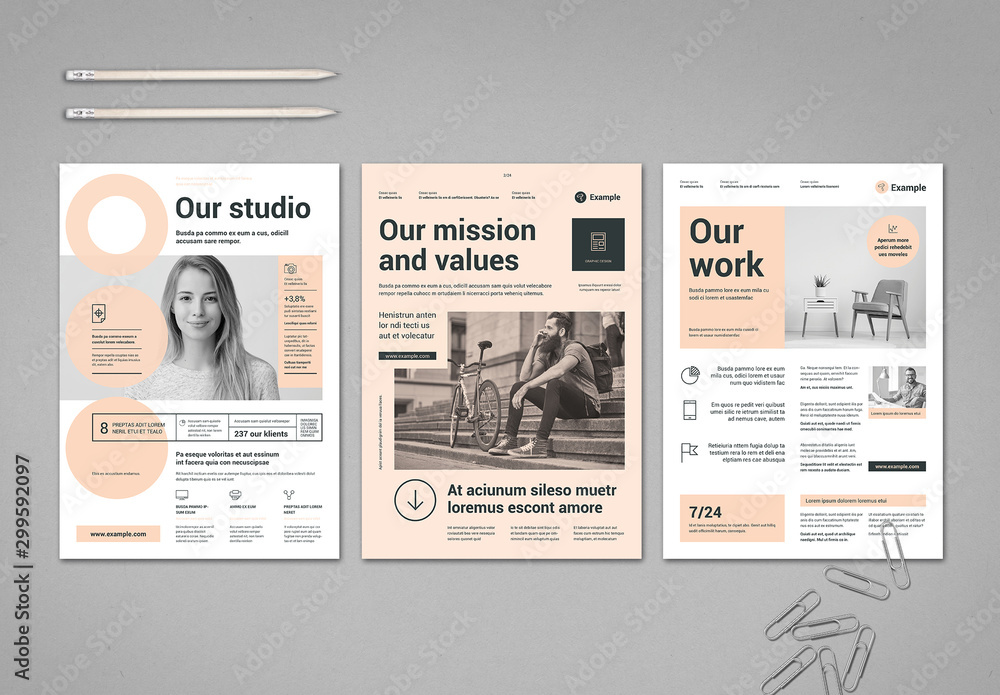 Pale Peach and Light Gray Flyer Layout Stock Template | Adobe Stock