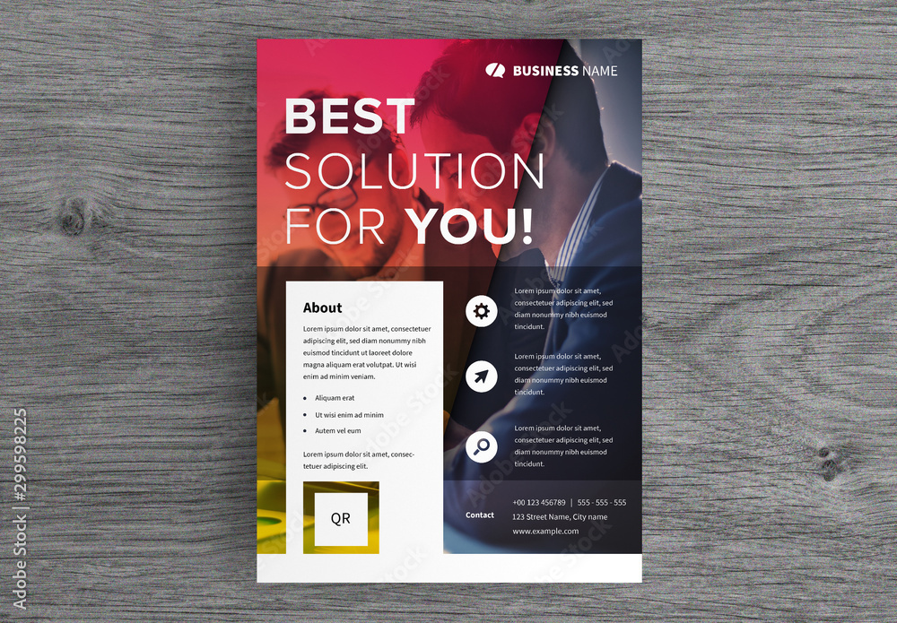 Business Flyer Layout with Colorful Image Overlay Stock Template ...