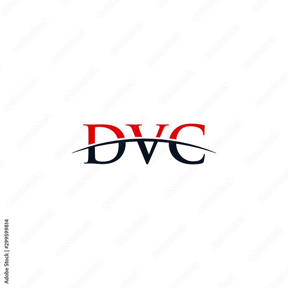 Initial letter DVC, overlapping movement swoosh horizon logo company ...