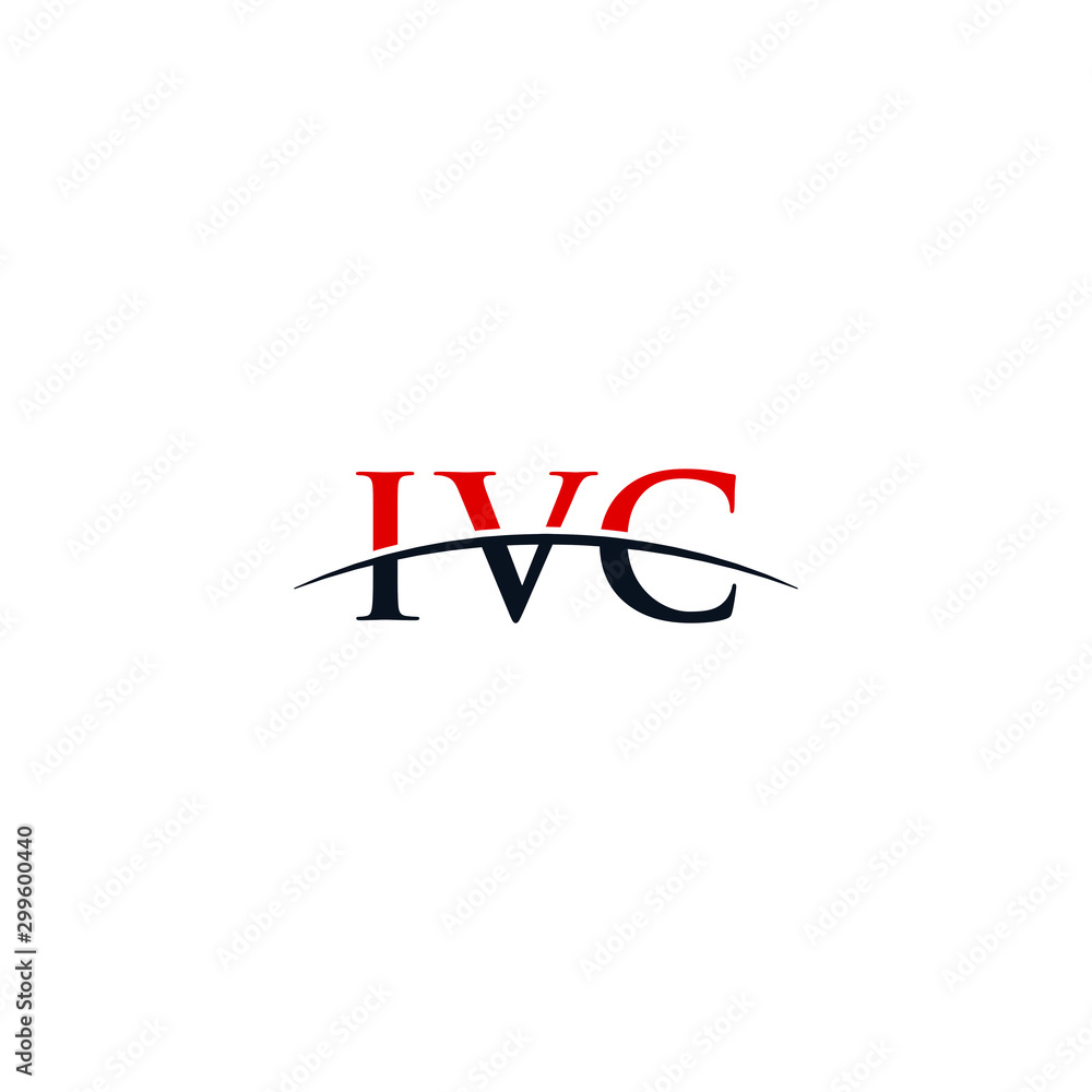 Initial letter IVC, overlapping movement swoosh horizon logo company ...