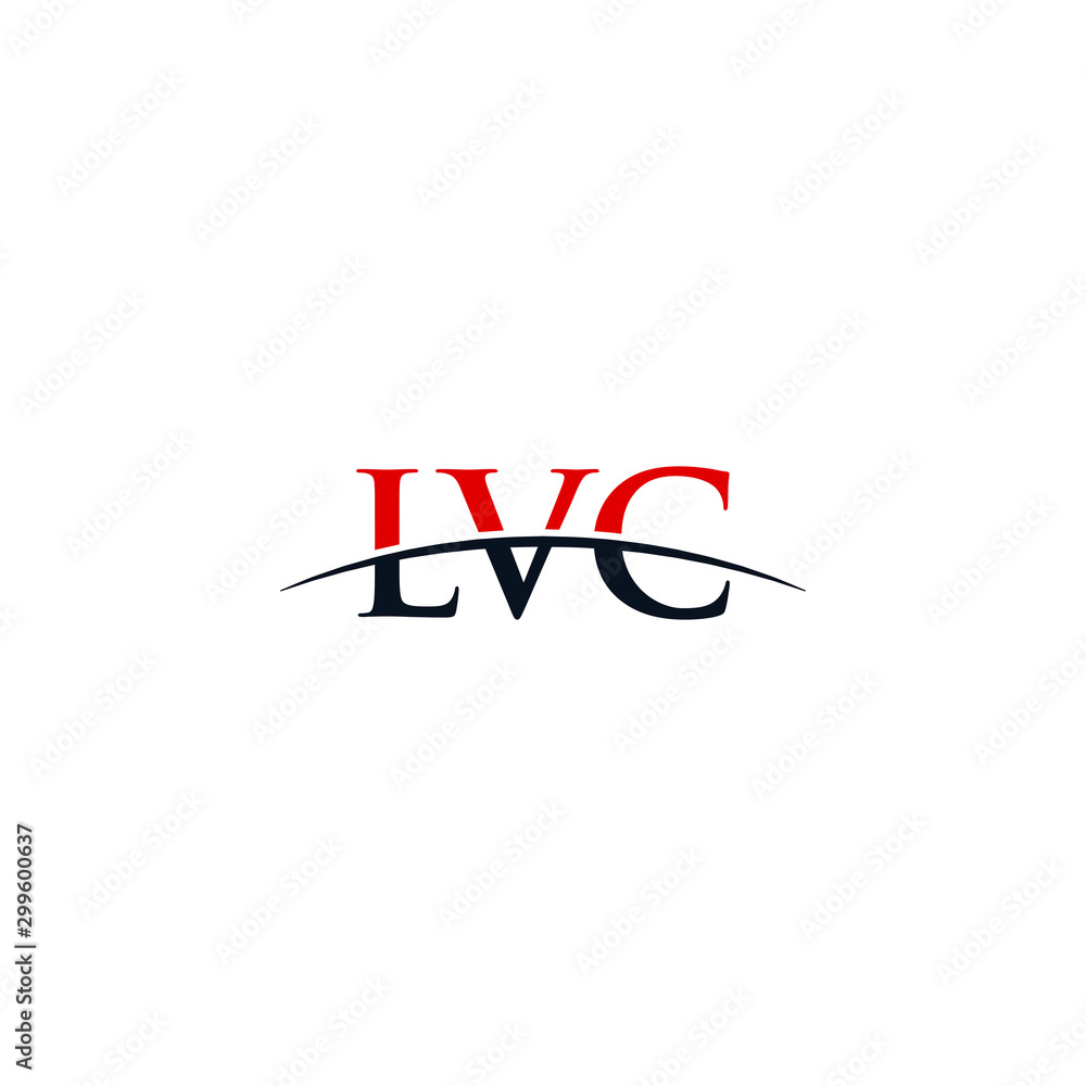 Initial letter LVC, overlapping movement swoosh horizon logo company ...