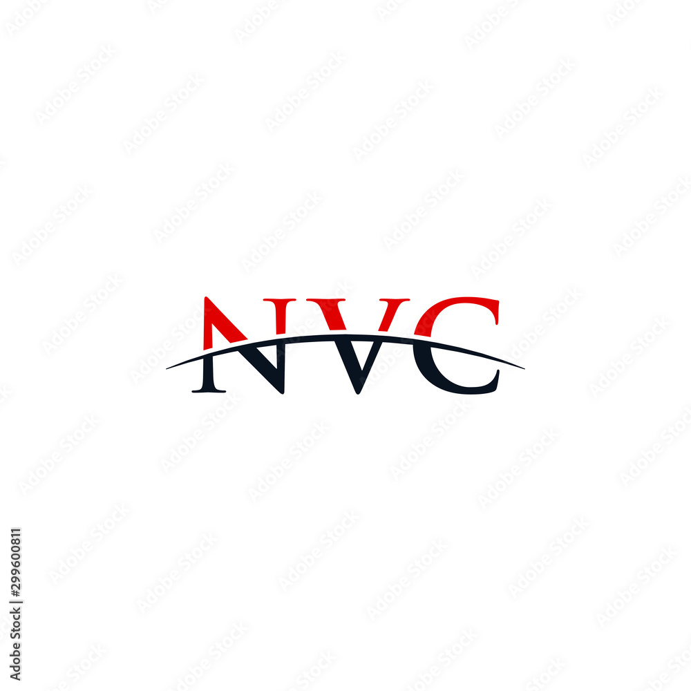 Initial letter NVC, overlapping movement swoosh horizon logo company ...