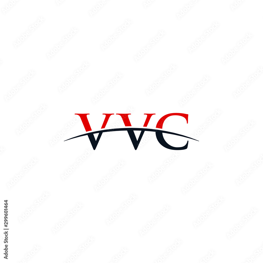Initial letter VVC, overlapping movement swoosh horizon logo company ...