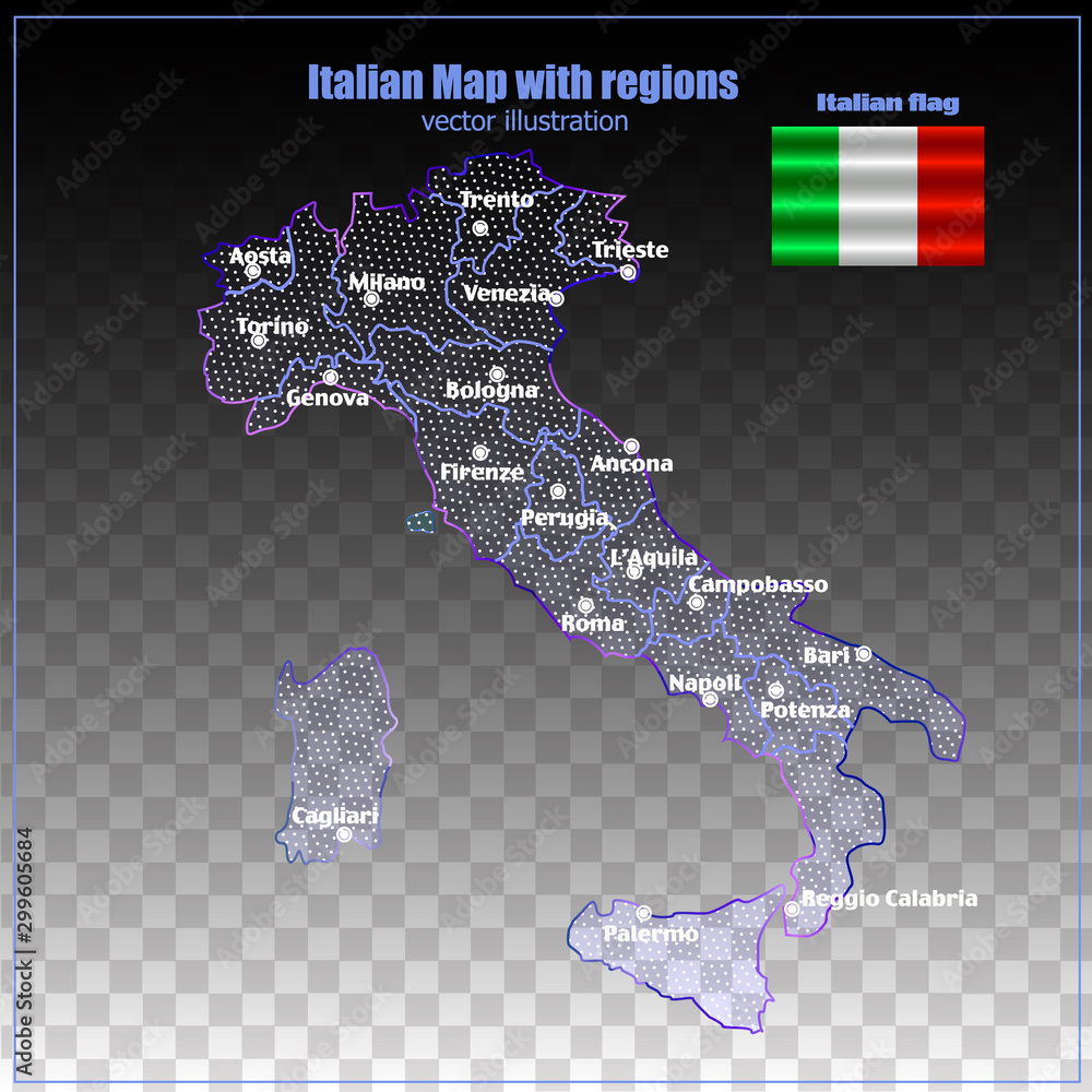 Map of Italy. Bright illustration with colorful italian map. Italy map ...