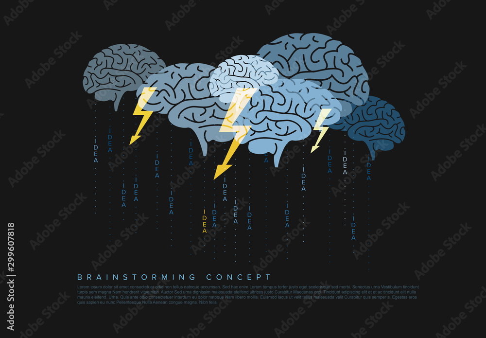 Brainstorming Infographic with Brain Illustration Stock Template ...