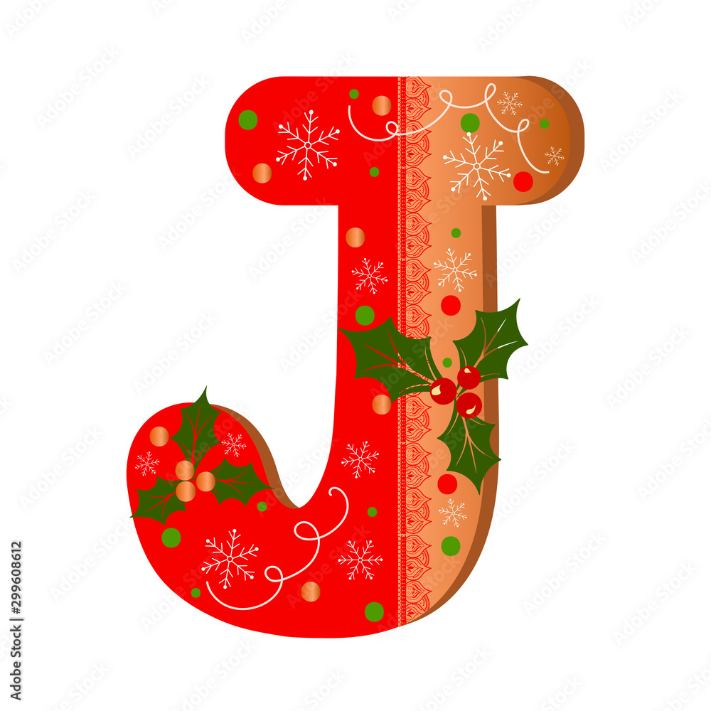 COOKIE ALPHABET gingerbread, Letter J cookie alphabet with Christmas ...
