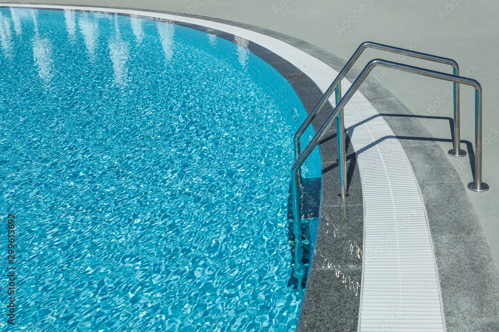 Ladder to the pool. Metal staircase. Pool. Ladder. Release to the pool ...