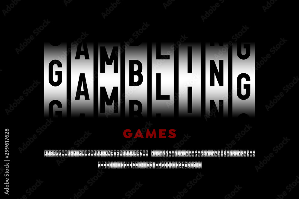 Vetor de Slot machine style modern font, gambling game alphabet ...