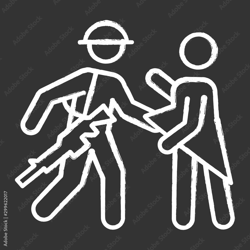 Vecteur Stock War rape chalk icon. Women abuse, violent behavior of a ...