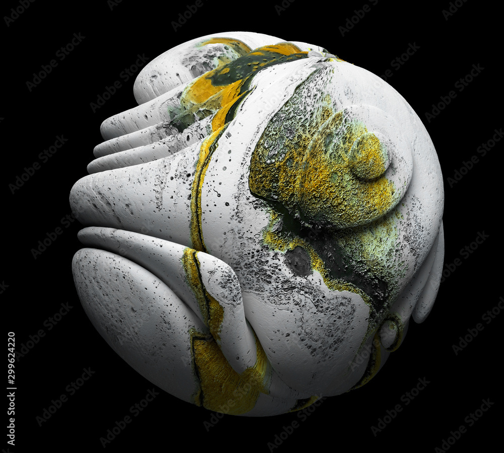 3d render of abstract 3d ball in organic curve round smooth and soft ...