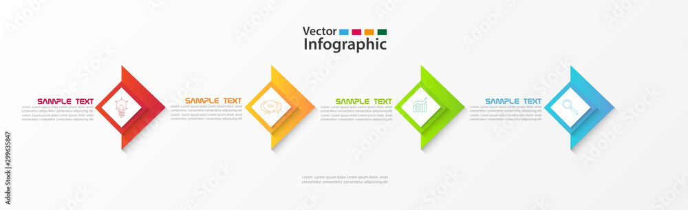 Step infographic with multiple options workflow, Colorful business ...
