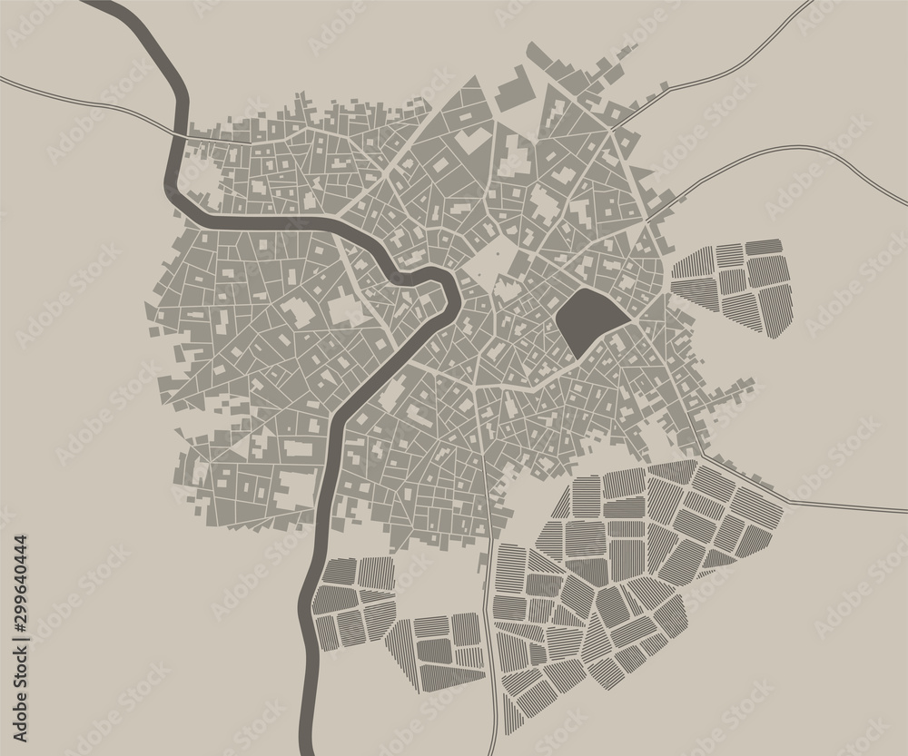 Abstract Random Generated City Map Illustration Stock Vector | Adobe Stock