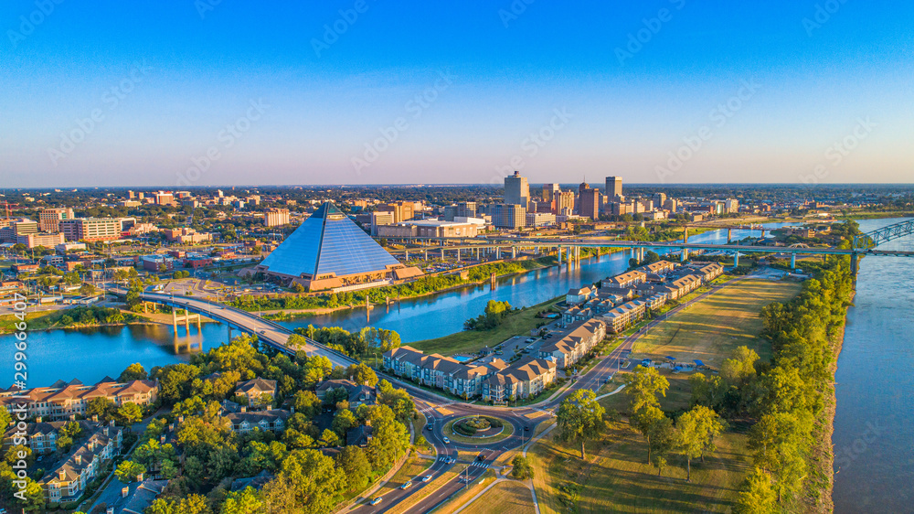 Memphis, Tennessee, USA Downtown Skyline Aerial Panorama Stock Photo ...