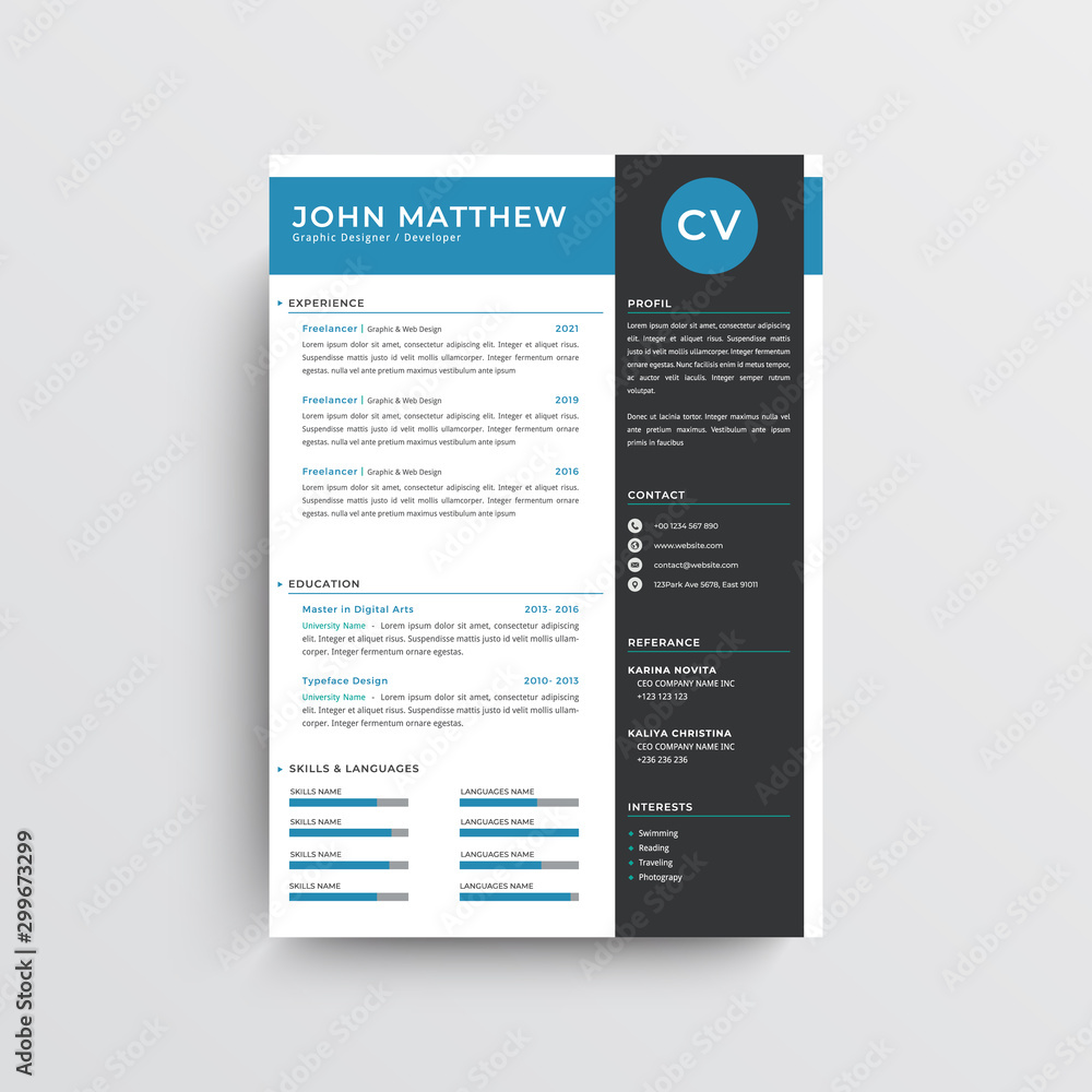 Professional CV resume template design and letterhead , cover letter ...