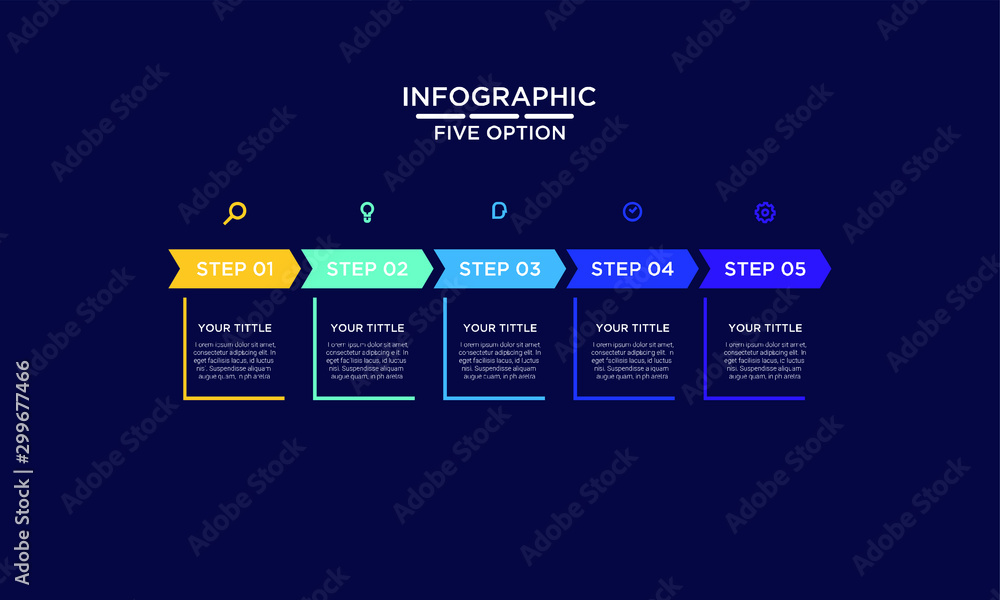 Five Options infographic step chart workflow element Plan Slide ...