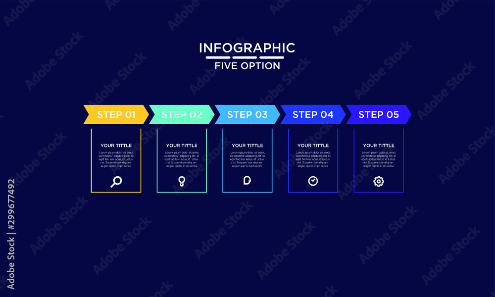 Five Options infographic step chart workflow element Plan Slide ...