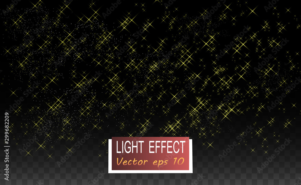 Vector Gold Sparkles, magic, bright light effect on a transparent ...