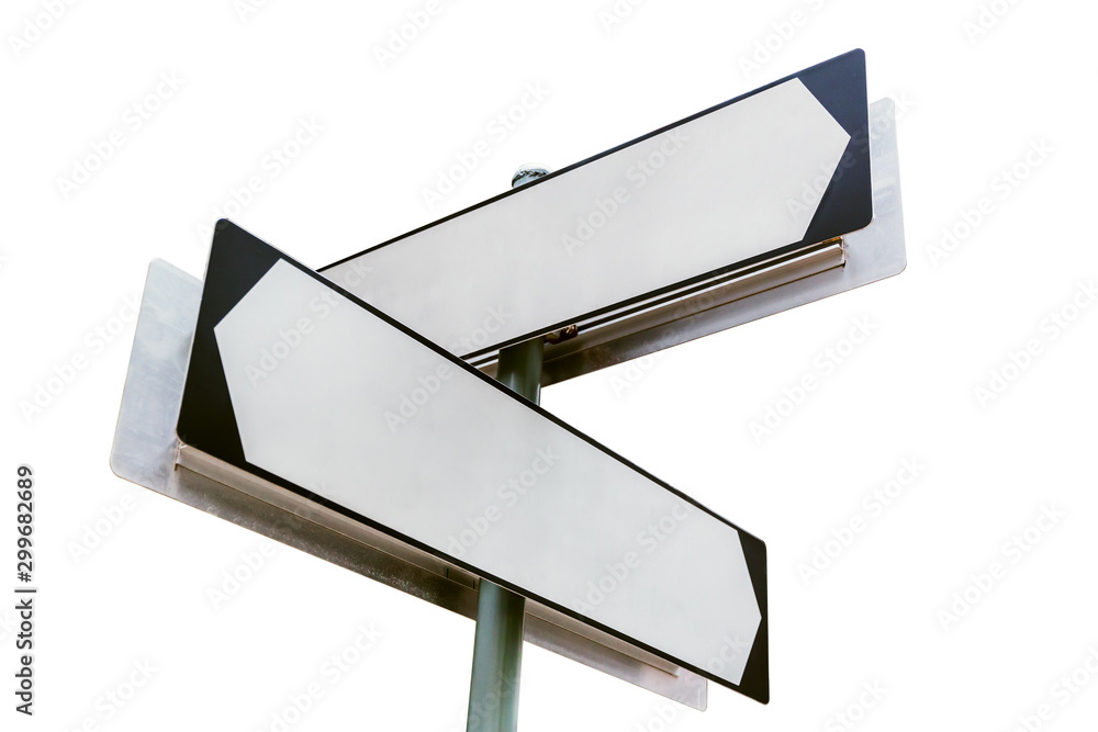 Cross road street sing banner two ways blank space for avanue name text ...