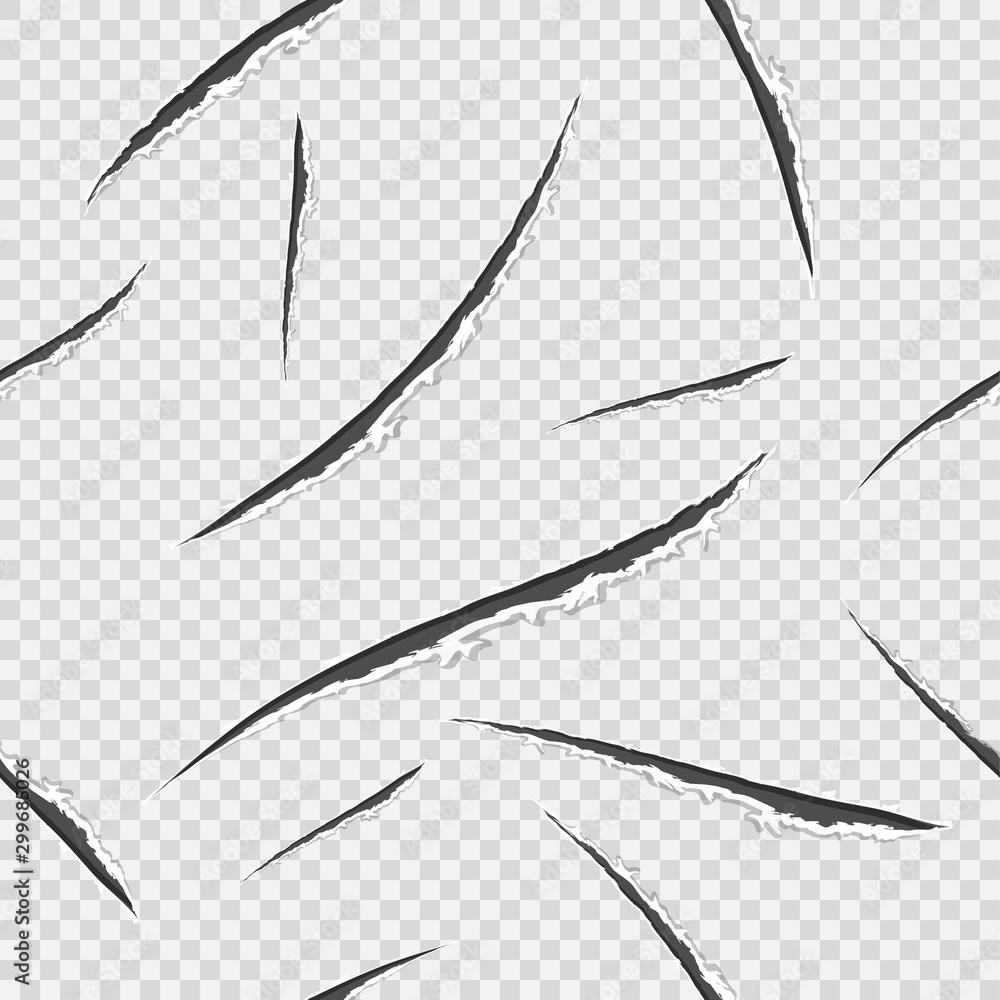 Seamless pattern with black claws animal scratch scrape track. Ragged ...