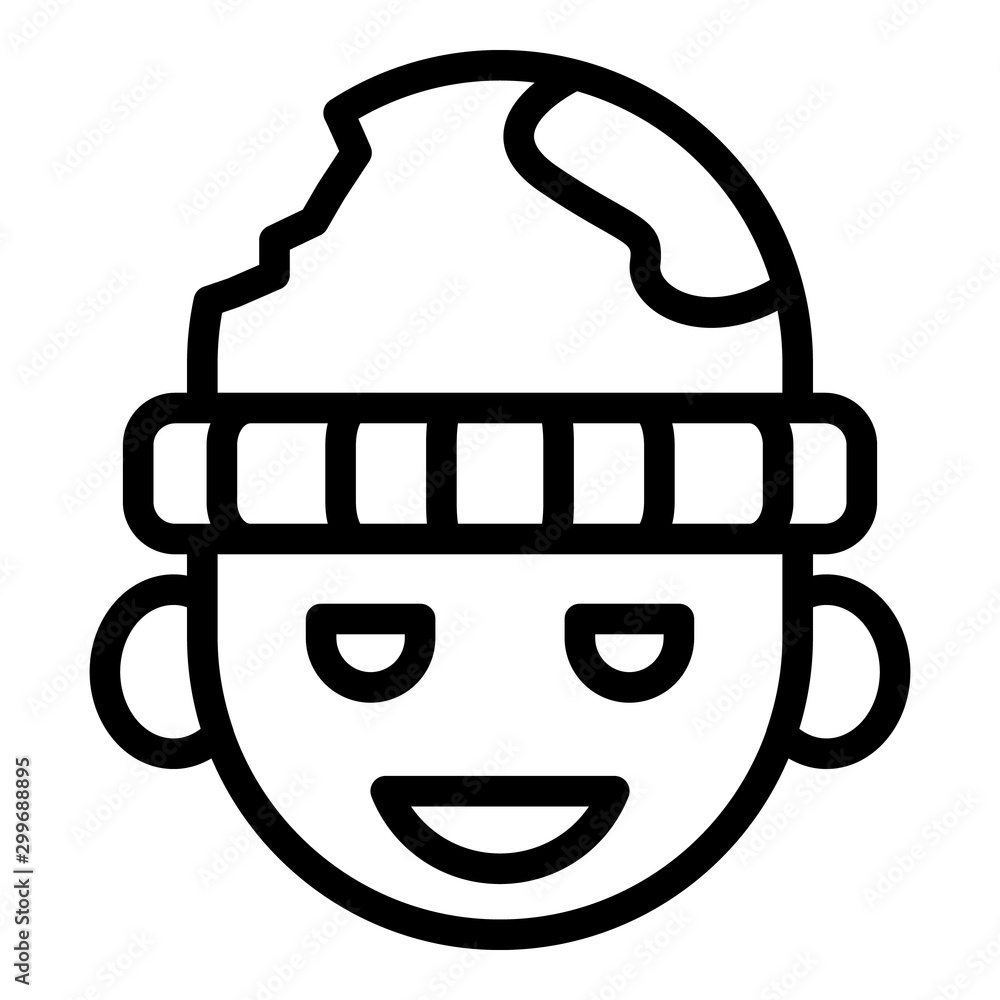 Homeless smiling kid icon. Outline homeless smiling kid vector icon for ...