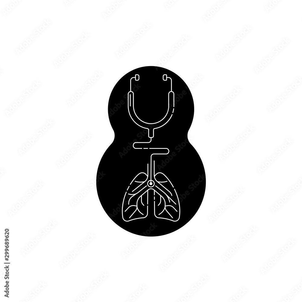 Lungs pulmonary icon, simple flat style. Internal organs of the human ...
