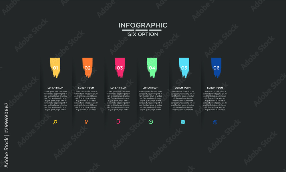 Six 6 Options brush stroke infographic step chart workflow element Plan ...