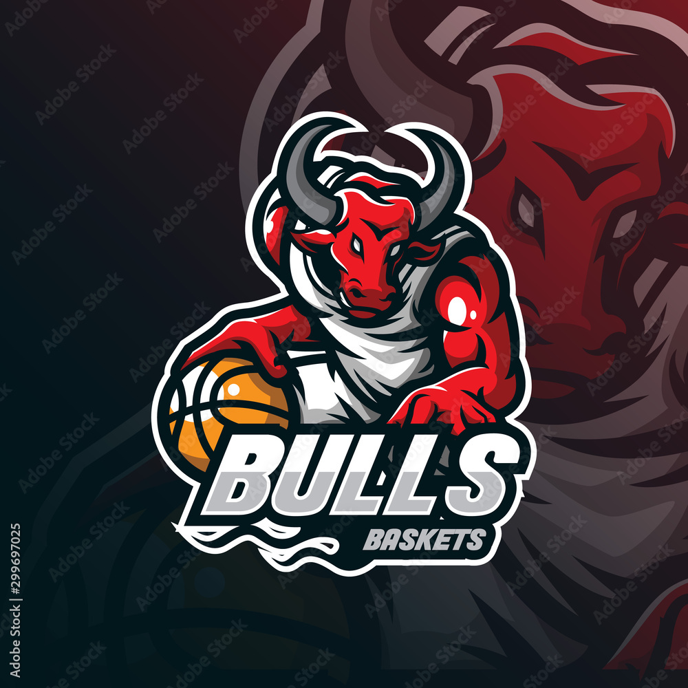 bull mascot logo design vector with modern illustration concept style ...