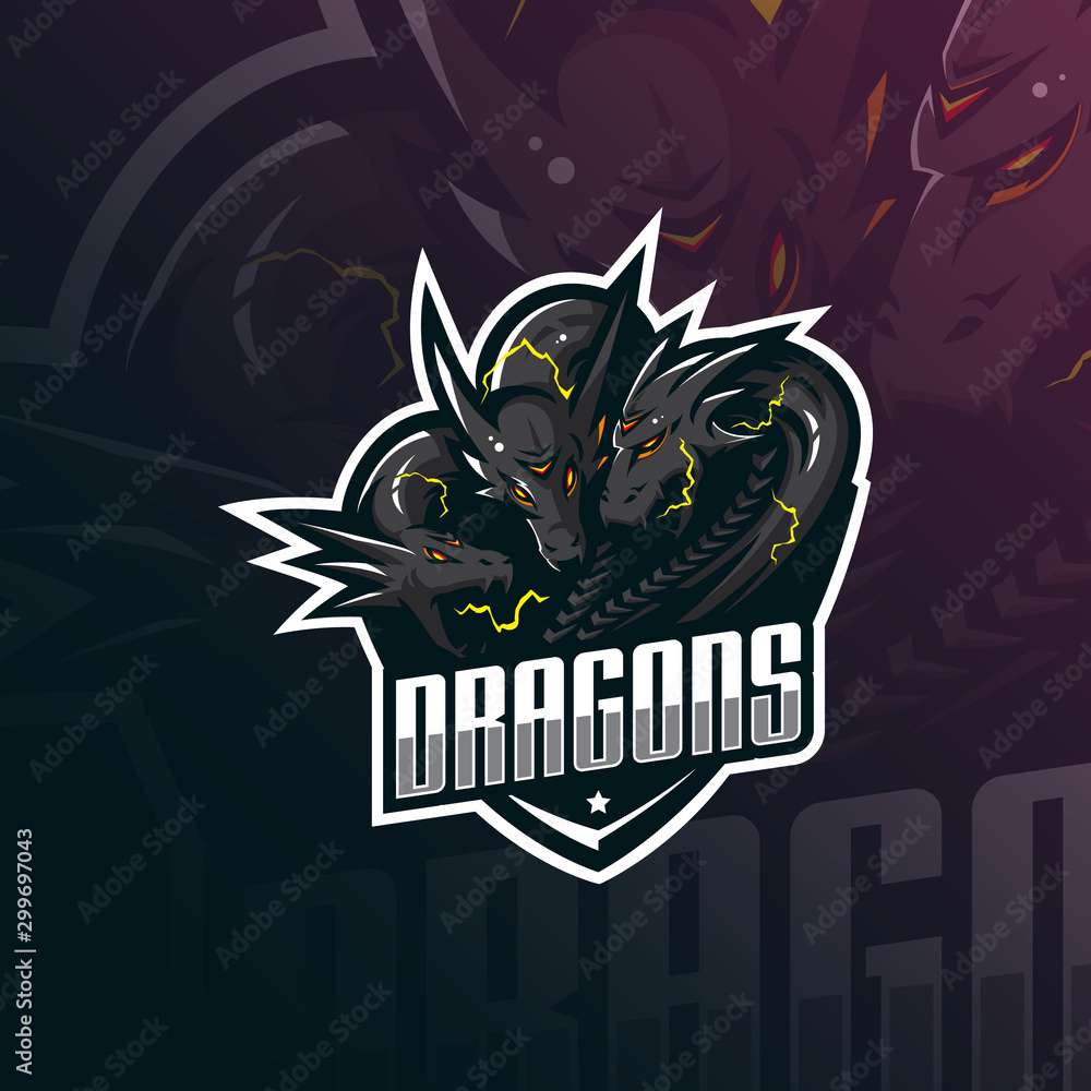 dragon mascot logo design vector with modern illustration concept style ...