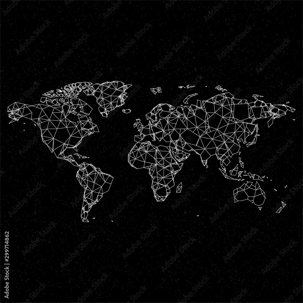 Vector world map illustration in polygonal style. White map Stock ...