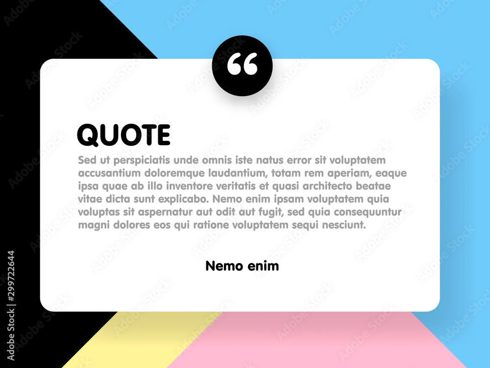 Material design style background and quote rectangle with sample text ...