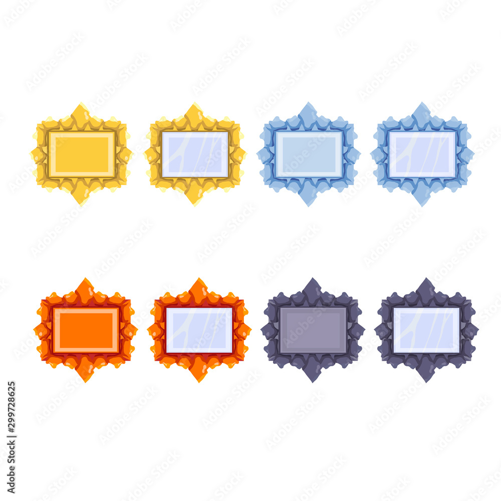 Vector square frame design element set for gaming user interface ...
