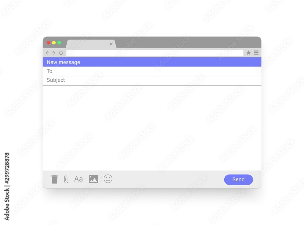 Email message blank window. E-mail empty frame. Mail mock up template ...