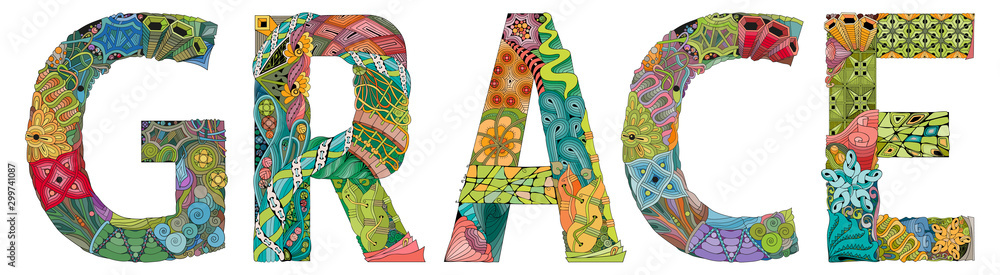 Photo & Art Print Word Grace. Vector zentangle object for decoration ...