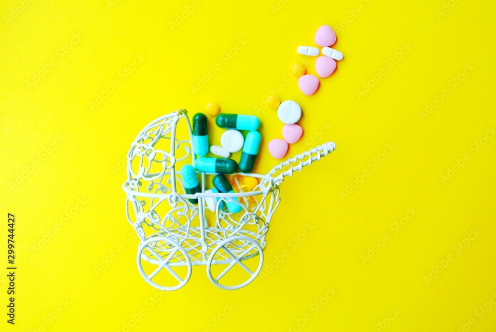 Tablets on a sackcloth background.Paracetamol, Antibiotics ...