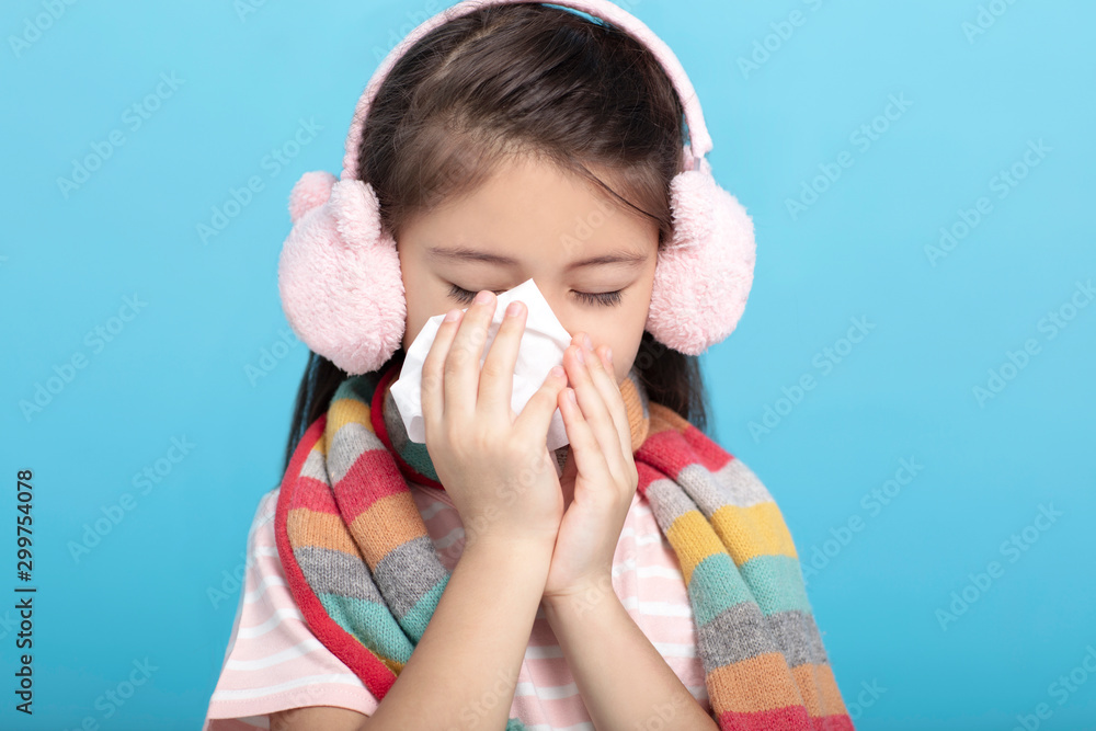 Portrait of little girl having a flu Stock Photo | Adobe Stock