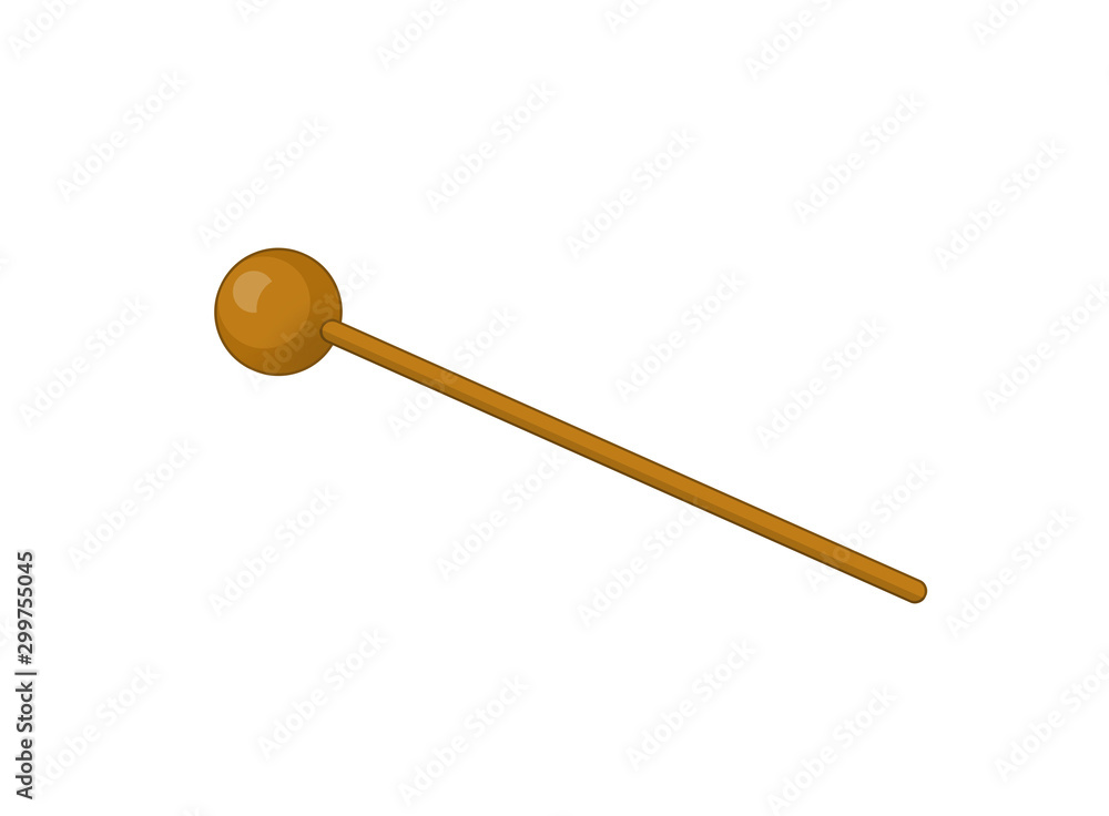 cartoon scene with wooden drum stick isolated on white background ...