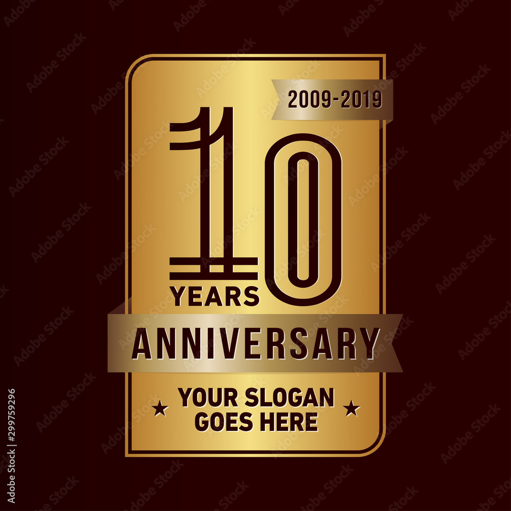 10 years anniversary design template. Ten years celebration logo ...