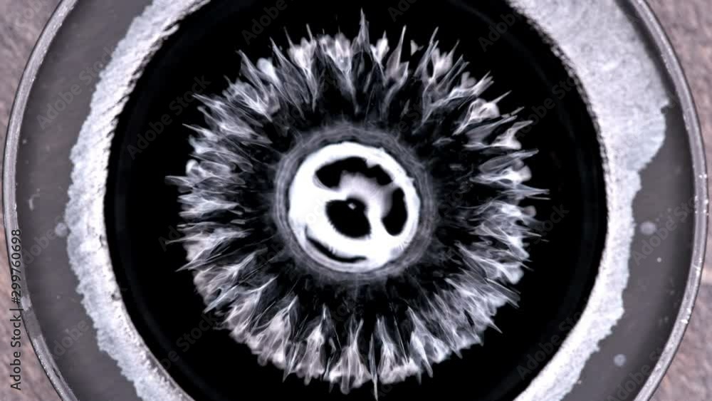 Ferrofluid or ferromagnetic fluid under the influence of sound waves ...