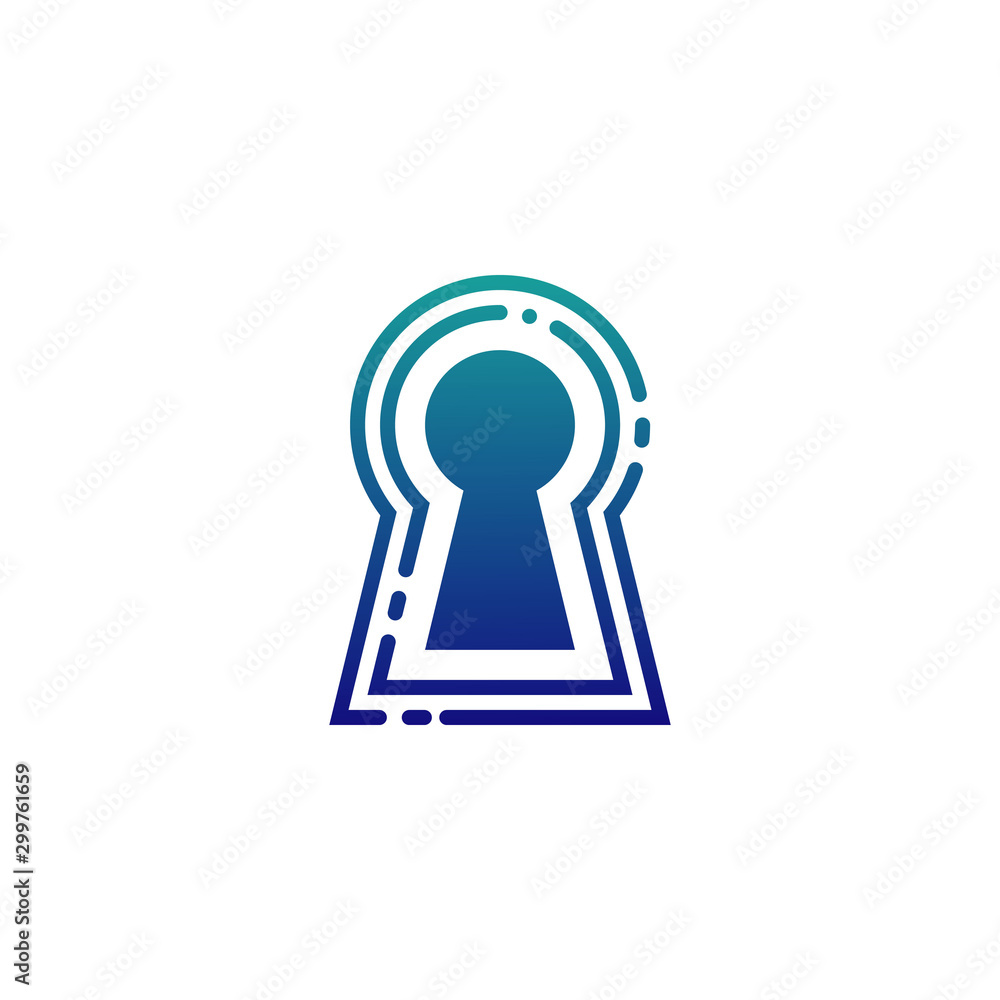 Secure Logo With Key Hole And Fingerprint Symbol Stock Vector | Adobe Stock